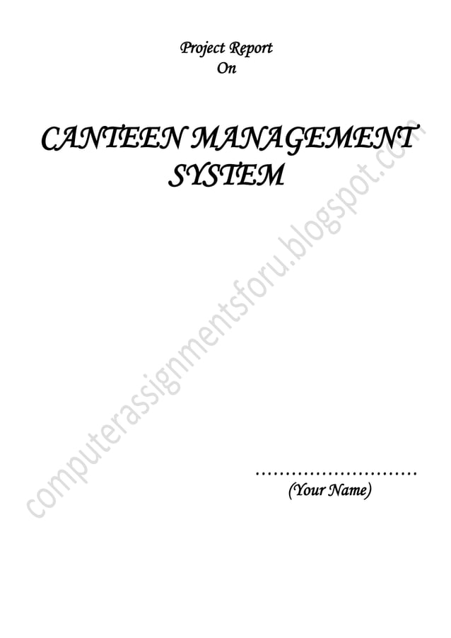 CANTEEN MANAGEMENT SYSTEM IN PYTHON | PDF