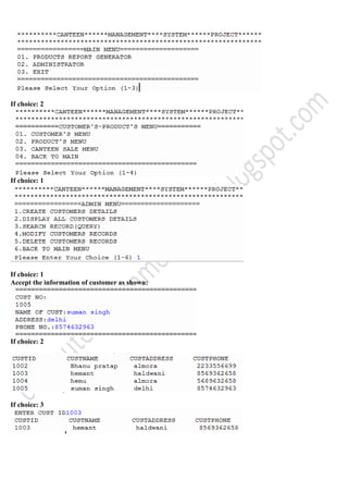 CANTEEN MANAGEMENT SYSTEM IN PYTHON | PDF