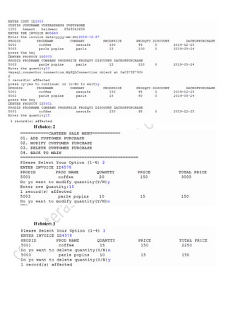 CANTEEN MANAGEMENT SYSTEM IN PYTHON | PDF