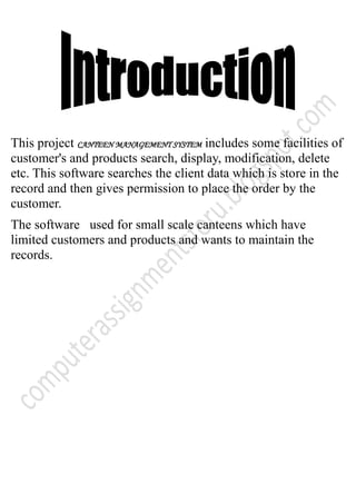 CANTEEN MANAGEMENT SYSTEM IN PYTHON | PDF