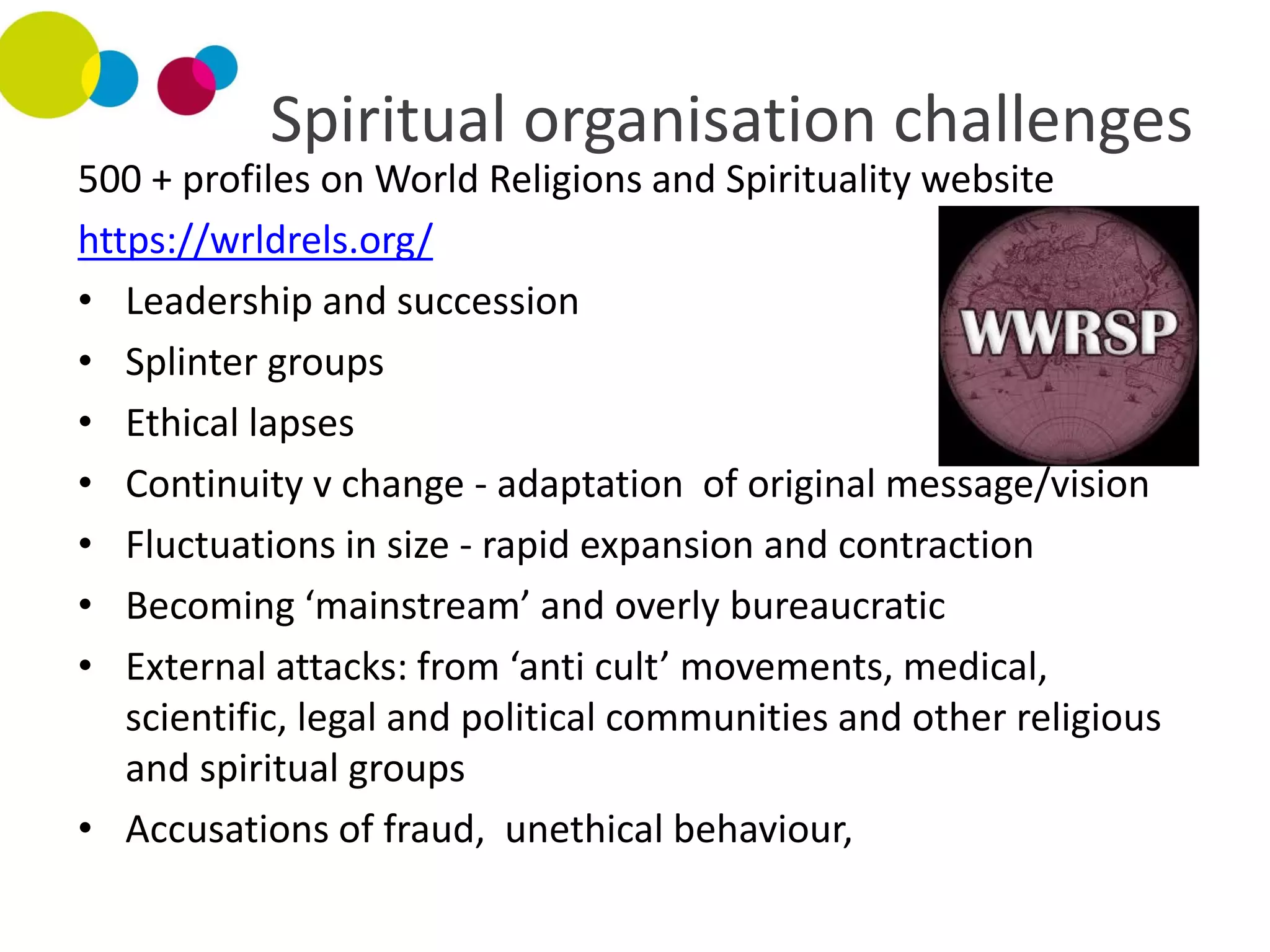 The challenge of spiritual and religious organisation | PDF | Non ...