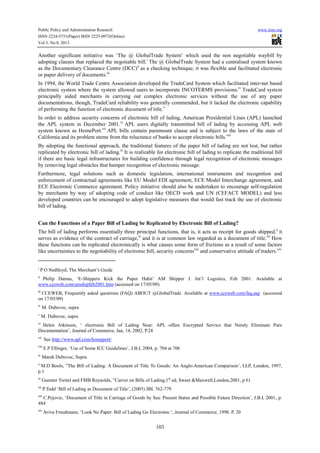 Can the functions of a paper bill of lading be replicated by electronic ...