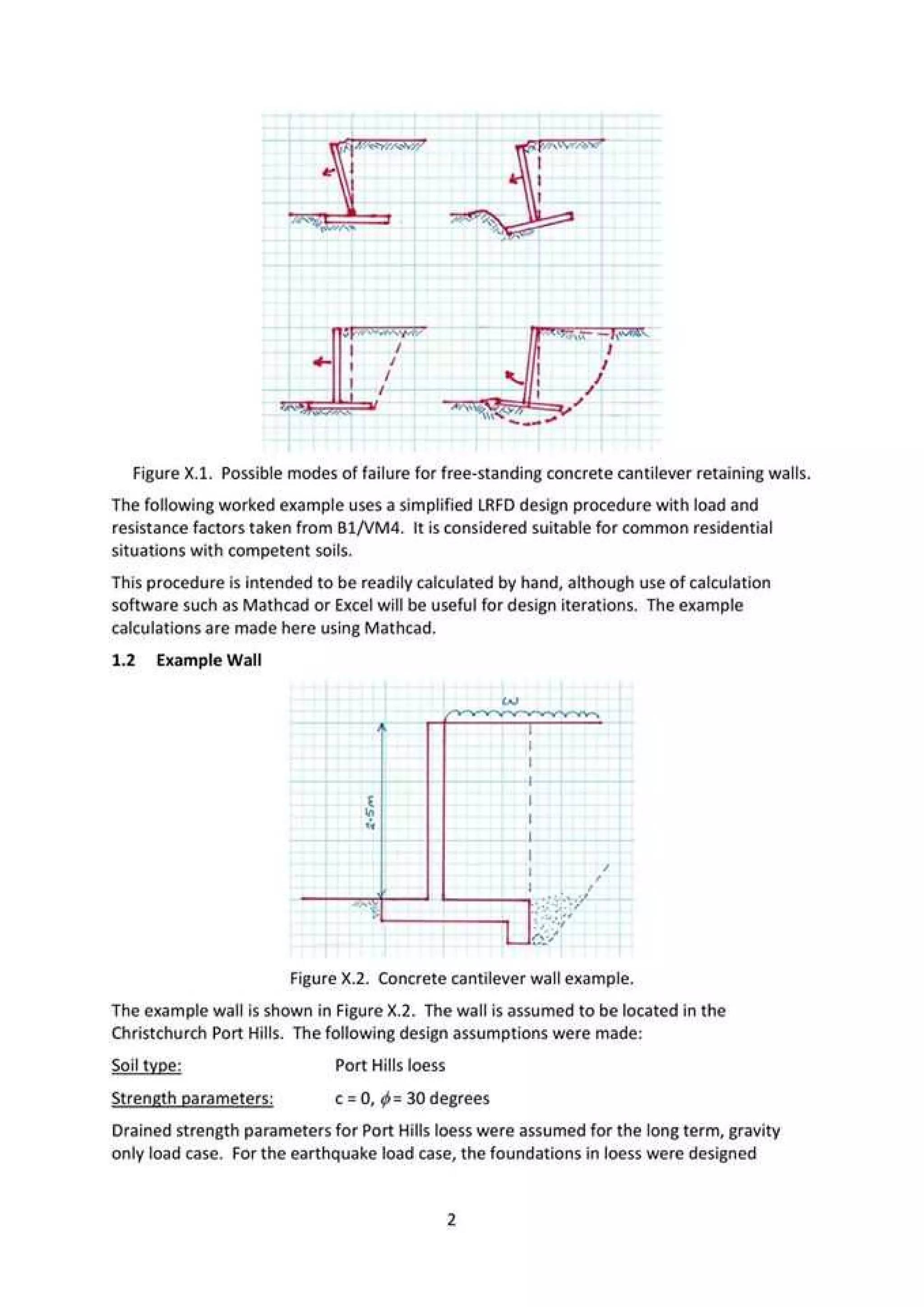 Cantilever retaining wall design example | PDF