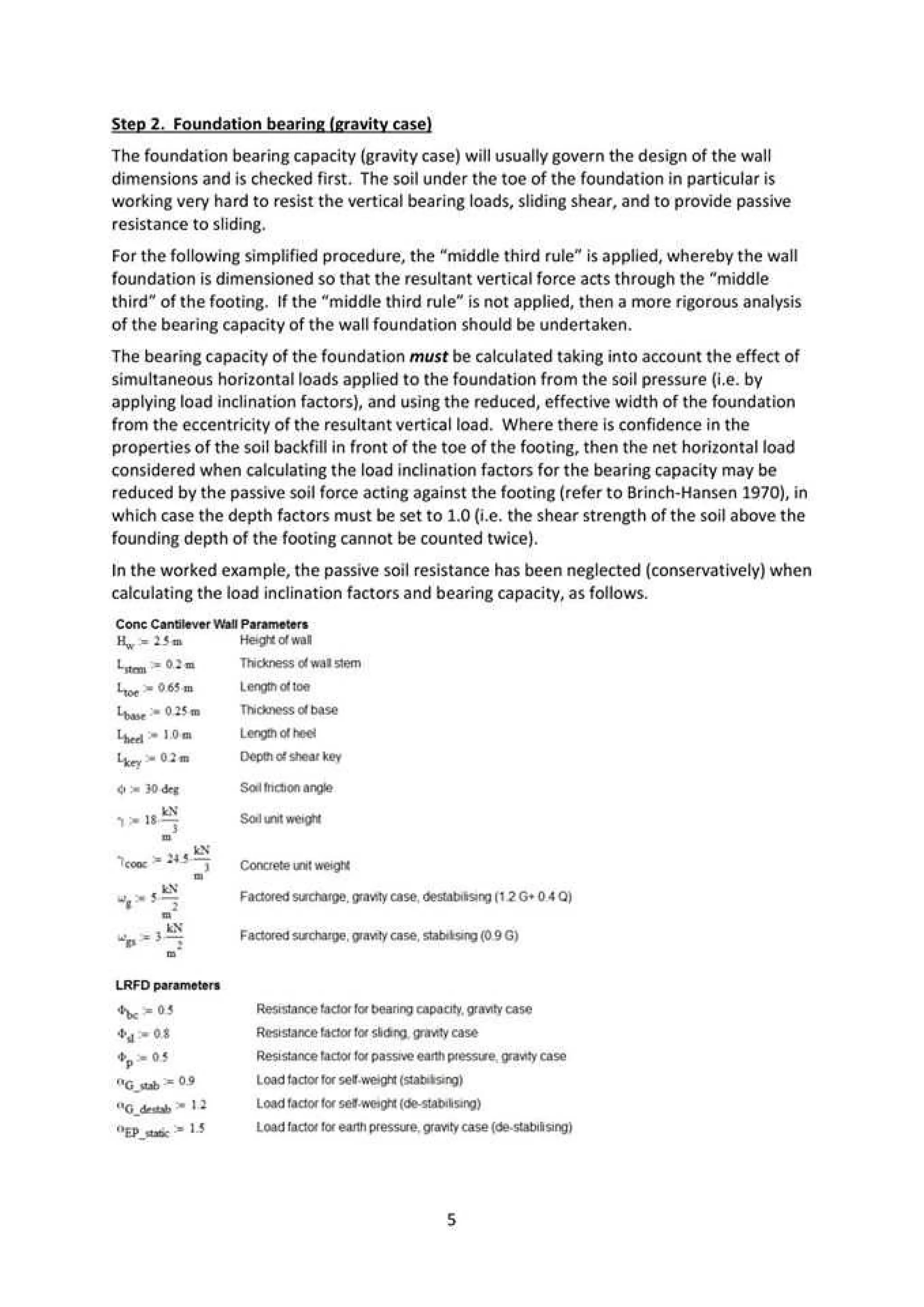 Cantilever retaining wall design example | PDF