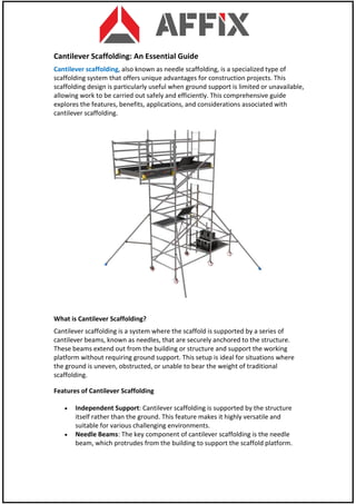 Cantilever Scaffolding: An Essential Guide | PDF