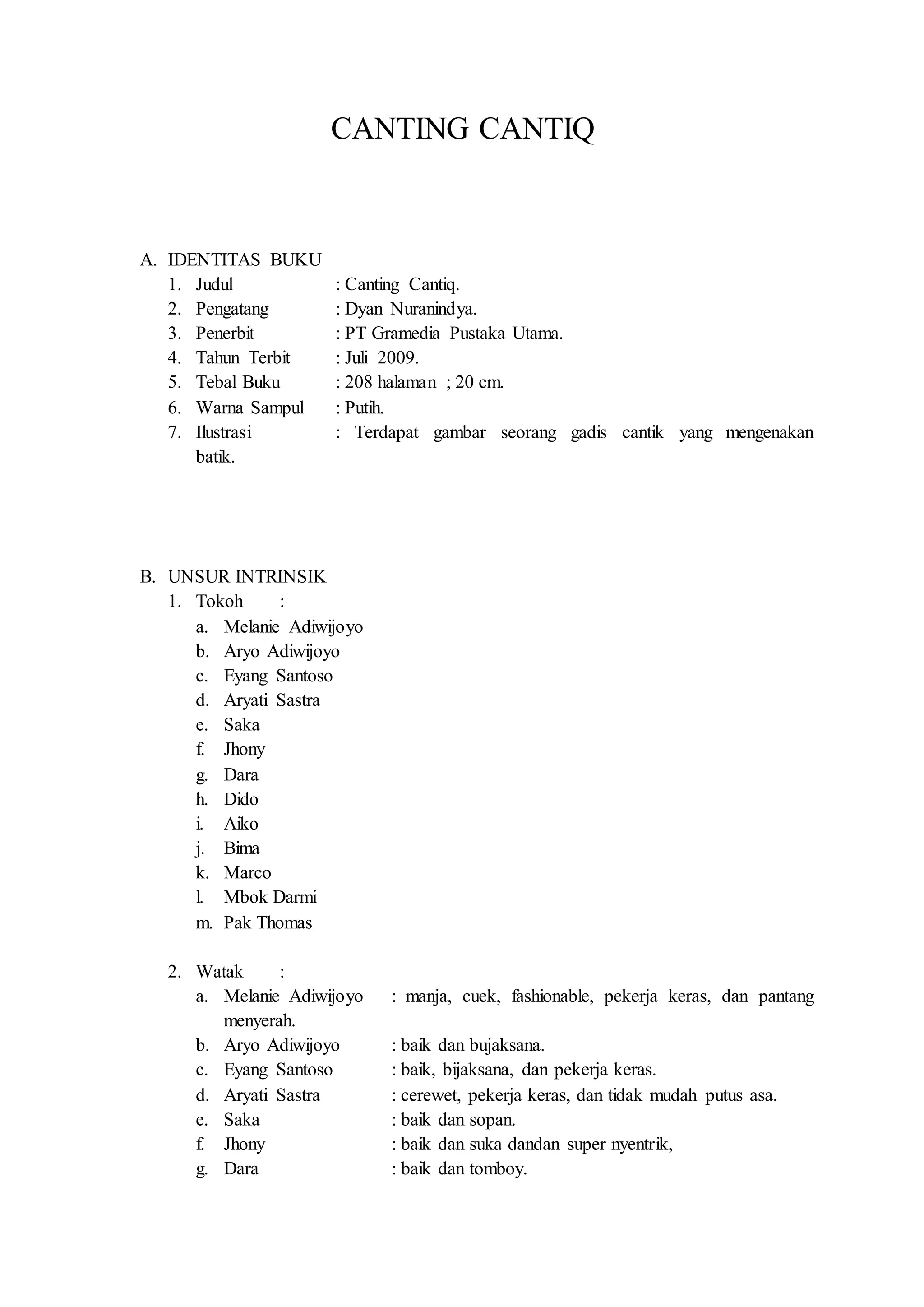 Canting cantiq RESENSI FIKSI | DOCX