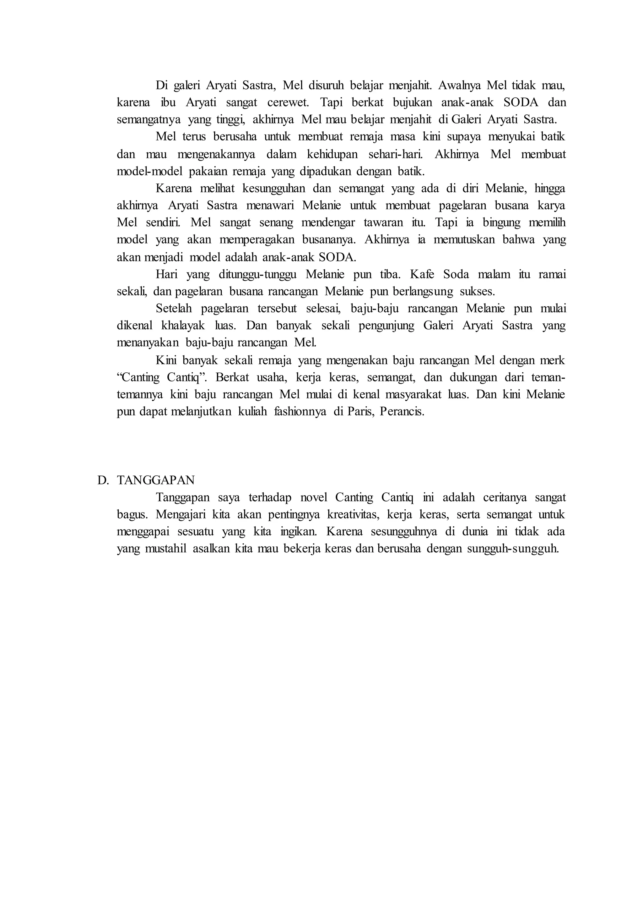 Canting cantiq RESENSI FIKSI | DOCX