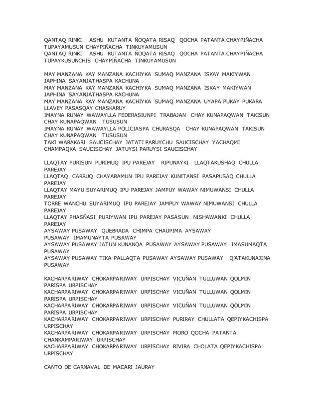 Canto carnaval de macari jauray | DOCX