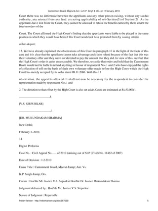 Cantonment board vs. k.p.singh | PDF | Legal Services Industry | Industries