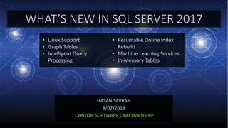 What's new in SQL Server 2017 | PPT