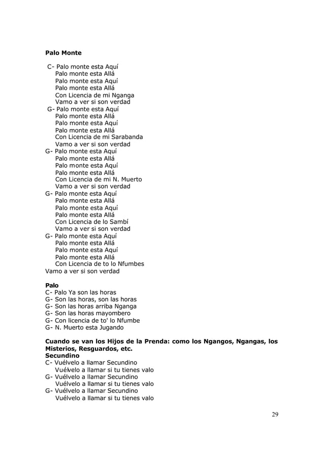 Cantos congos del palo monte | PDF