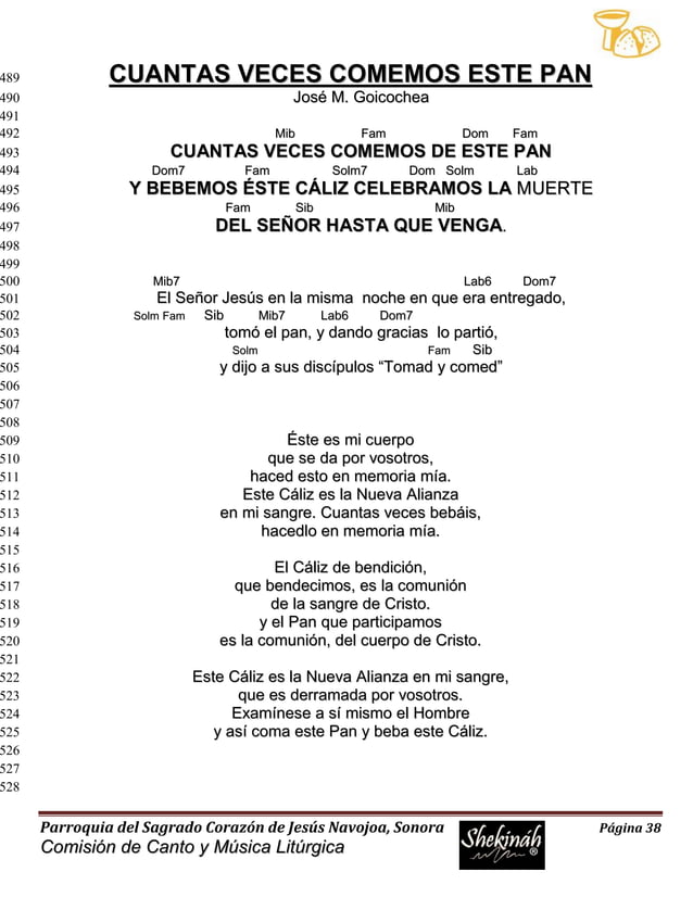 Cantos Eucaristicos Con Acordes 2012 Pdf