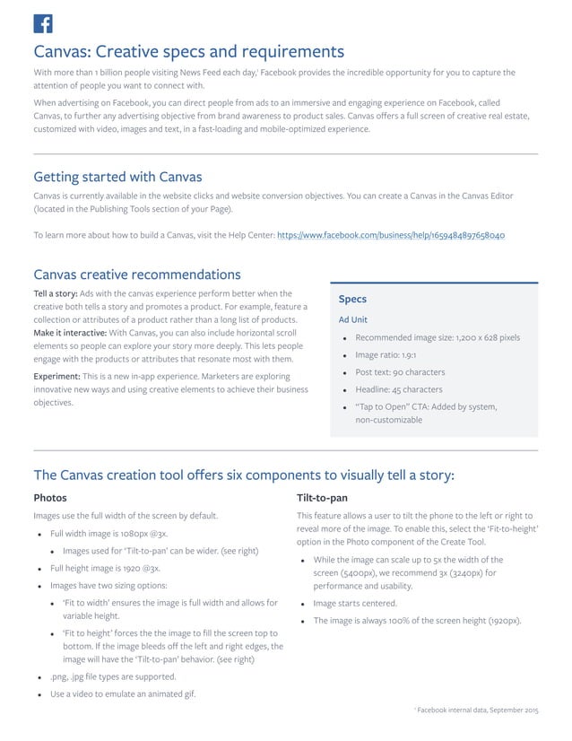 Canvas: Creative specs and requirements | PDF