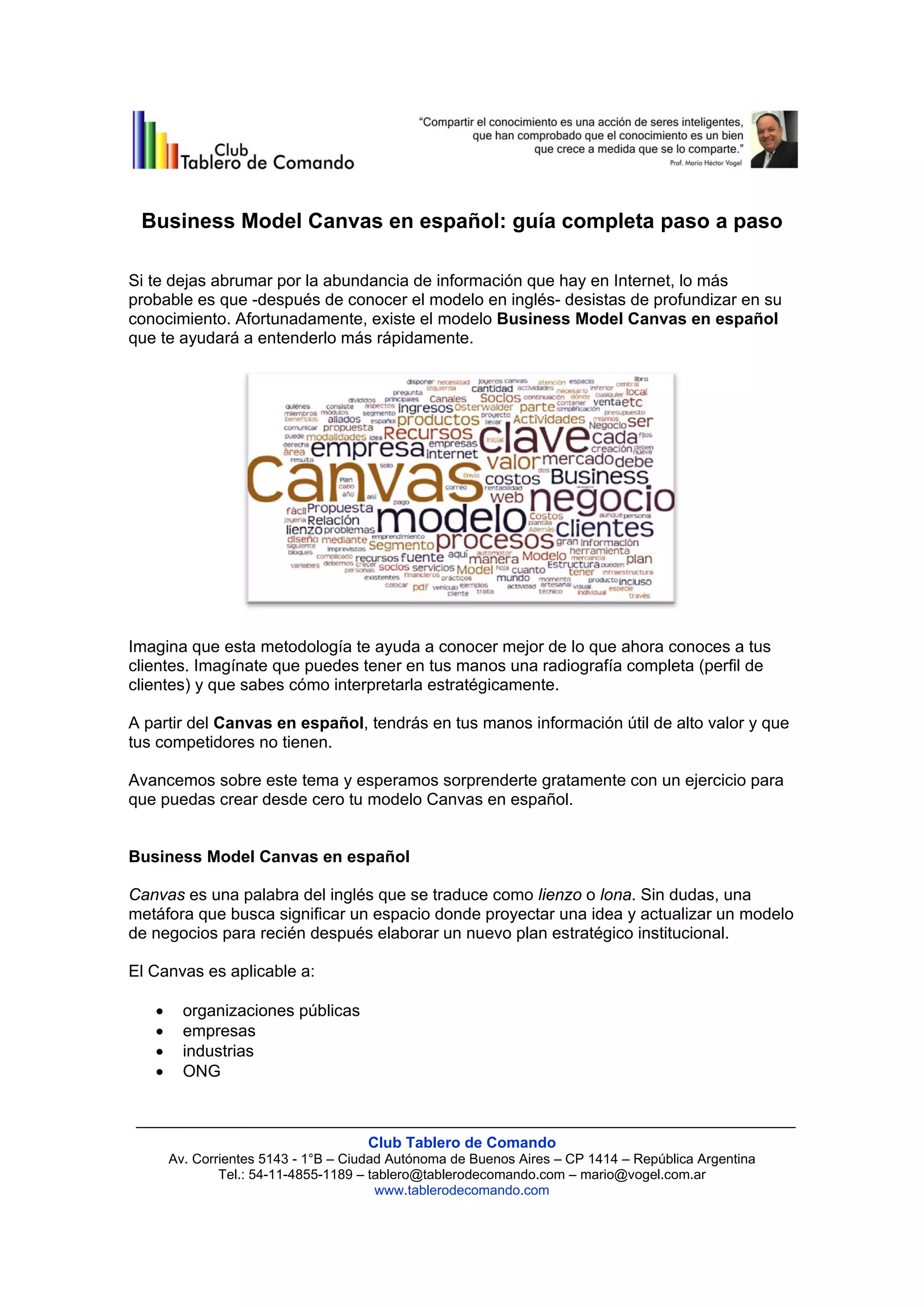 Business Model Canvas en español | PDF