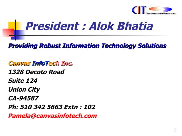Canvas Info Tech Inc | PPT