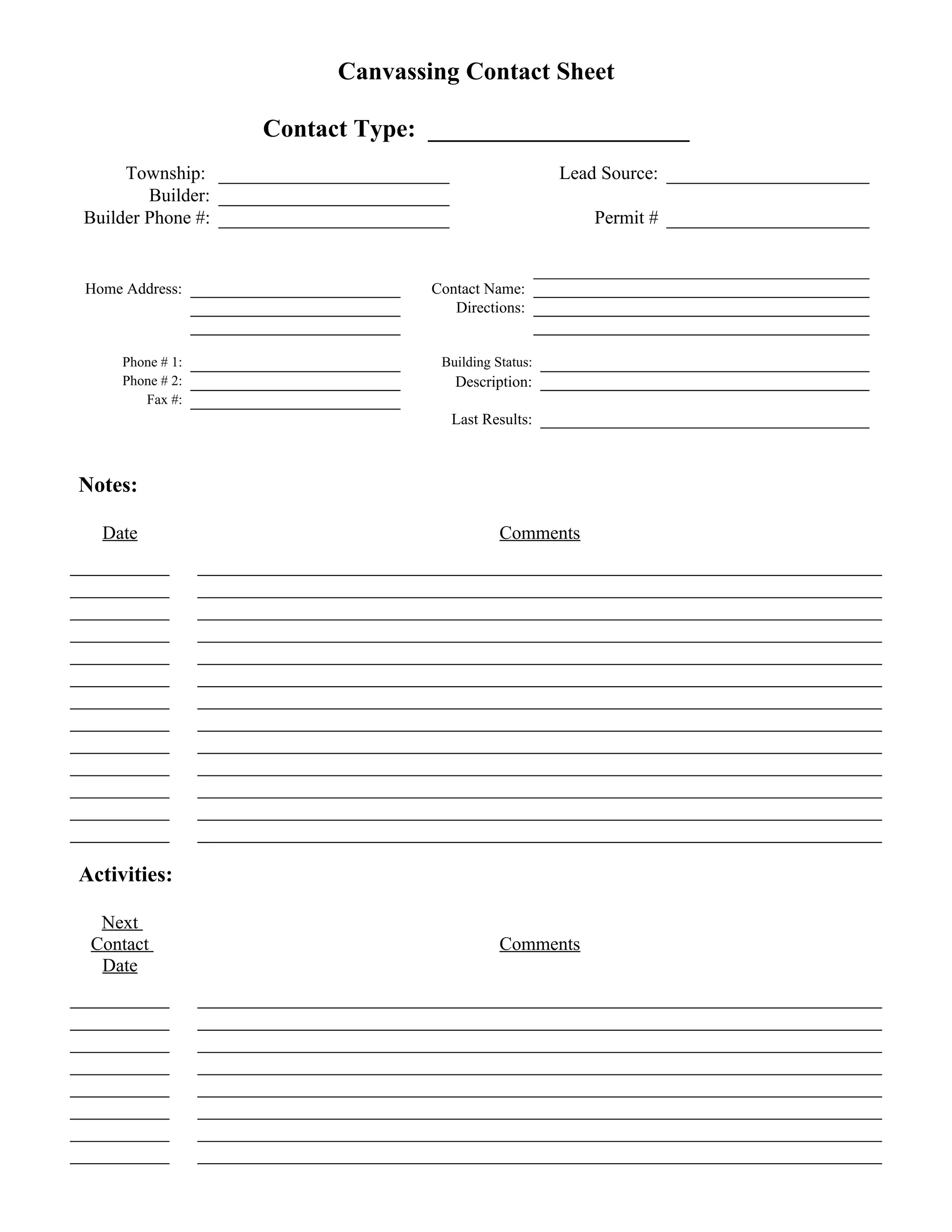 Canvassing Contact Sheet Modified | DOC
