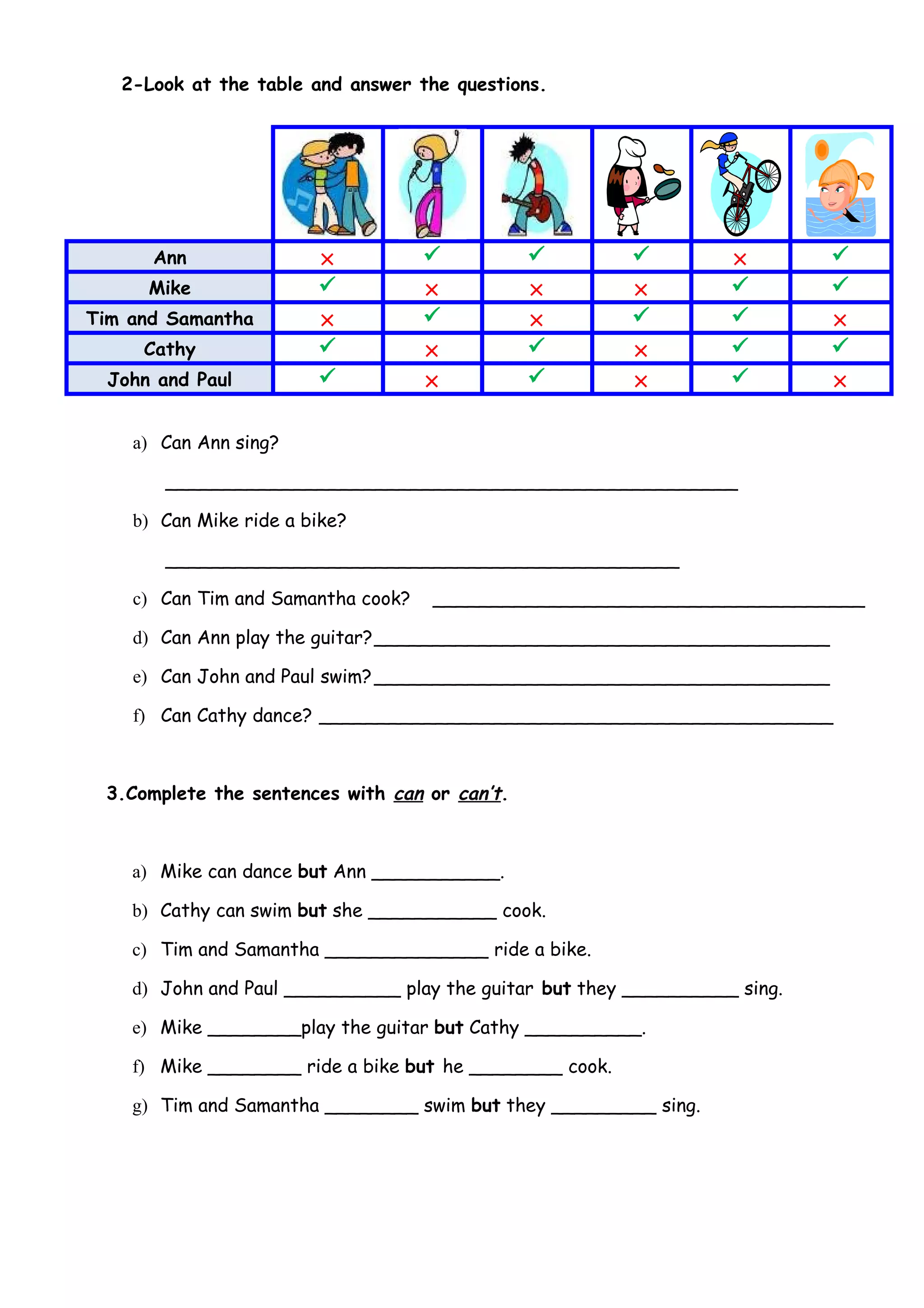 Modal auxiliary verb can: worksheet | DOC