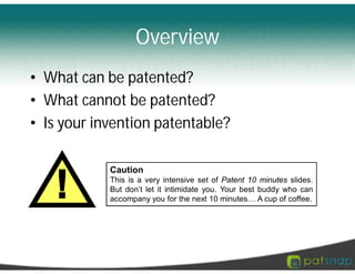 Patent 10 minutes: Can we patent | PDF