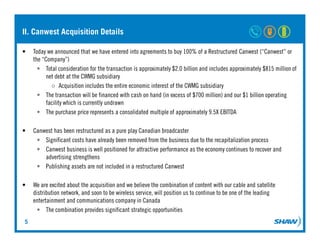 Canwest Aquisition Strategic Rationale & Investment Highlights | PPT