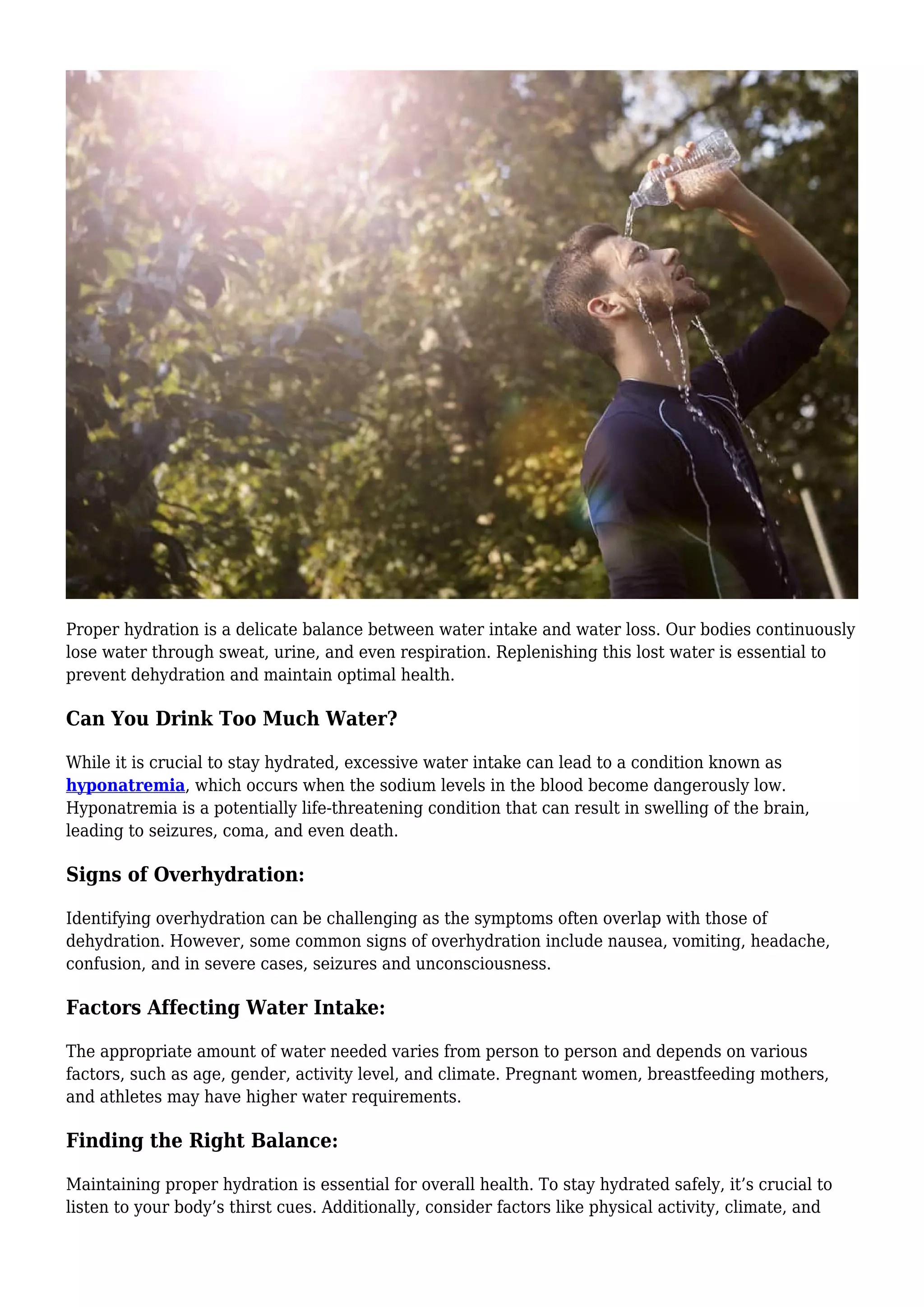 Can You Drink Too Much Water? | PDF