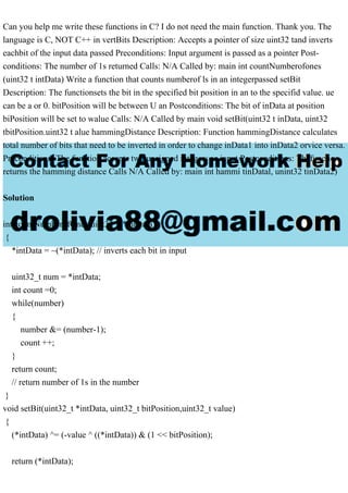 Can you help me write these functions in C I do not need the main f.pdf