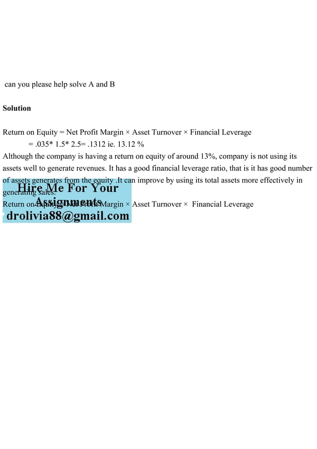 can you please help solve A and BSolutionReturn on .pdf can you please help solve A and BSolutionReturn on .pdf