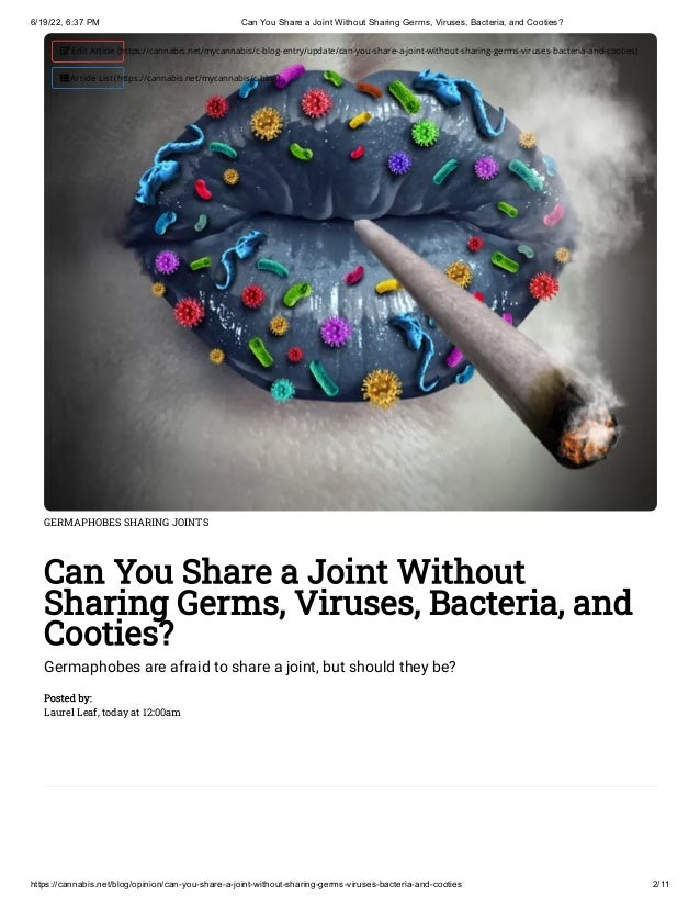 Does Sharing Joints Mean Sharing Germs and Bacteria? | PDF