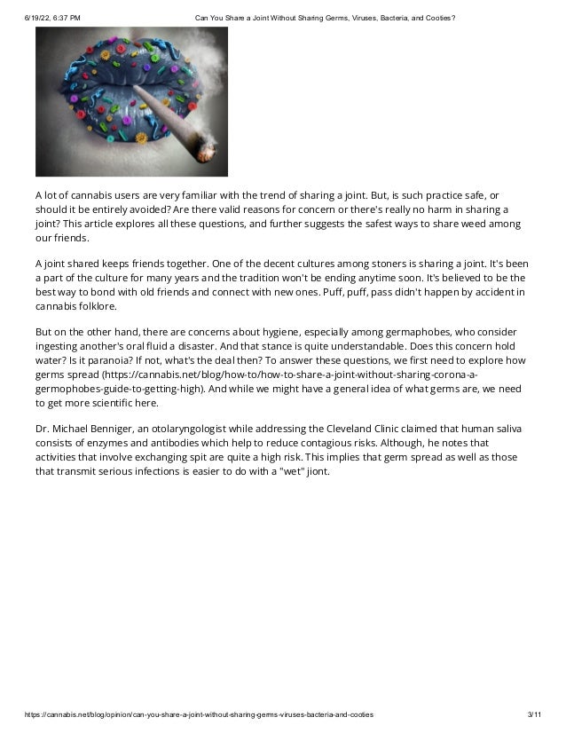 Does Sharing Joints Mean Sharing Germs and Bacteria? | PDF