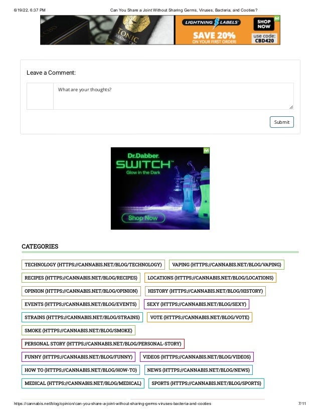 Does Sharing Joints Mean Sharing Germs and Bacteria? | PDF