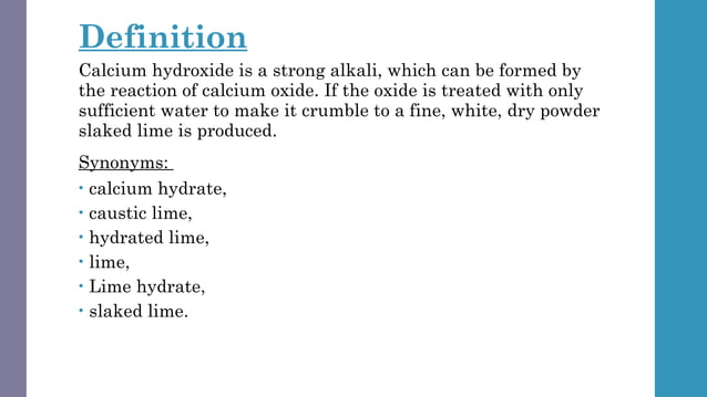 Calcium Hydroxide in Endodontics - Local and Systemic | PPTX