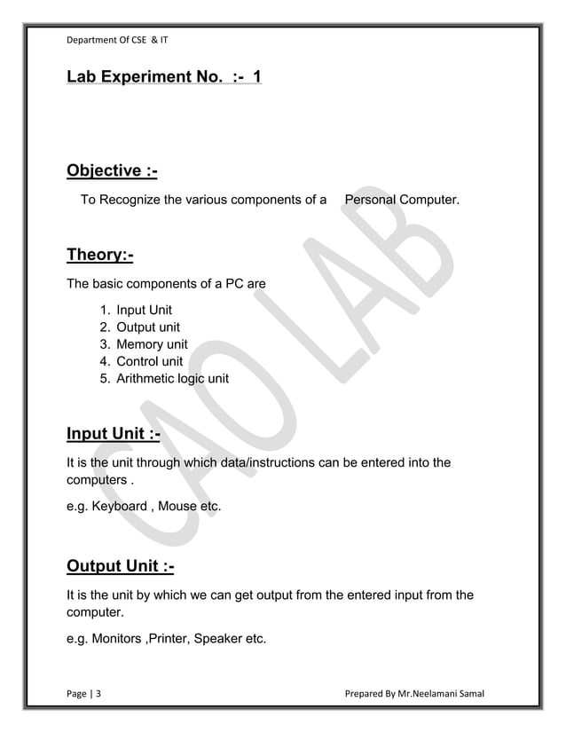 computer architecture lab manual | PDF