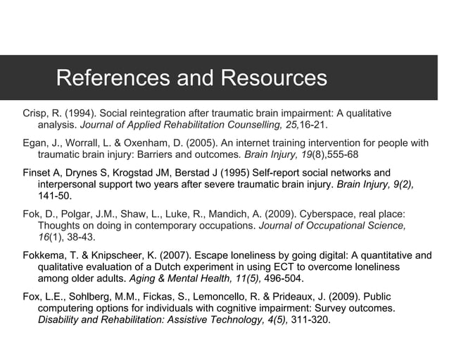Using Facebook for Social Networking after Acquired Brain Injury (CAOT ...