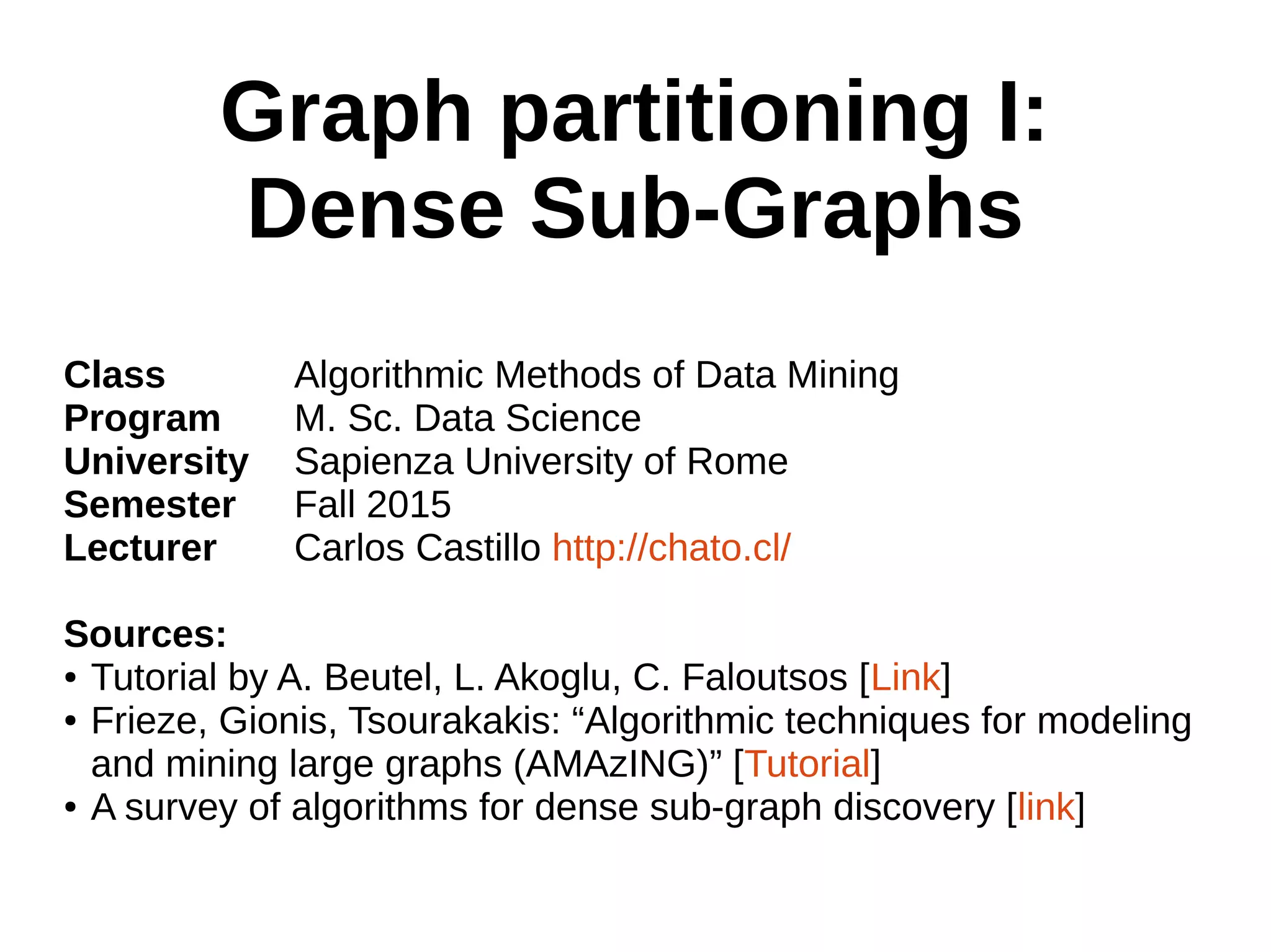 Finding Dense Subgraphs Ppt 