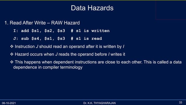 Computer Architecture - Data Path & Pipeline Hazards | PPTX | Operating Systems | Computer ...