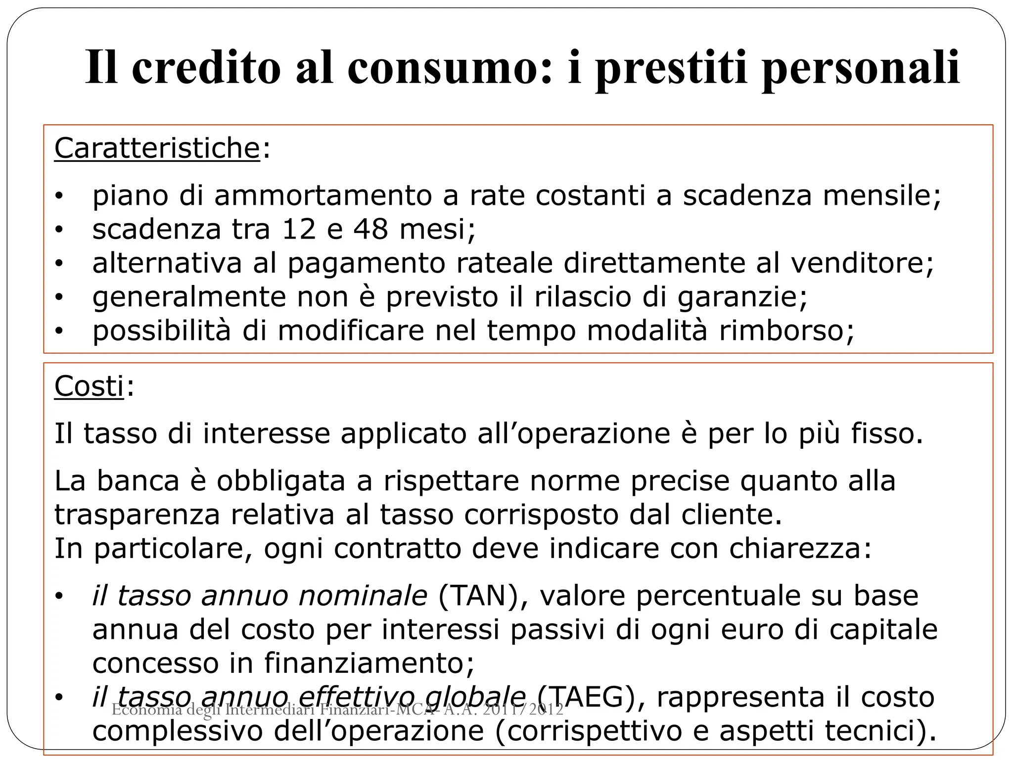 Le forma di debito bancario | PDF
