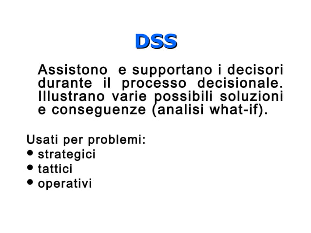 Decision Support System (DSS) per la Supply Chain | PPT