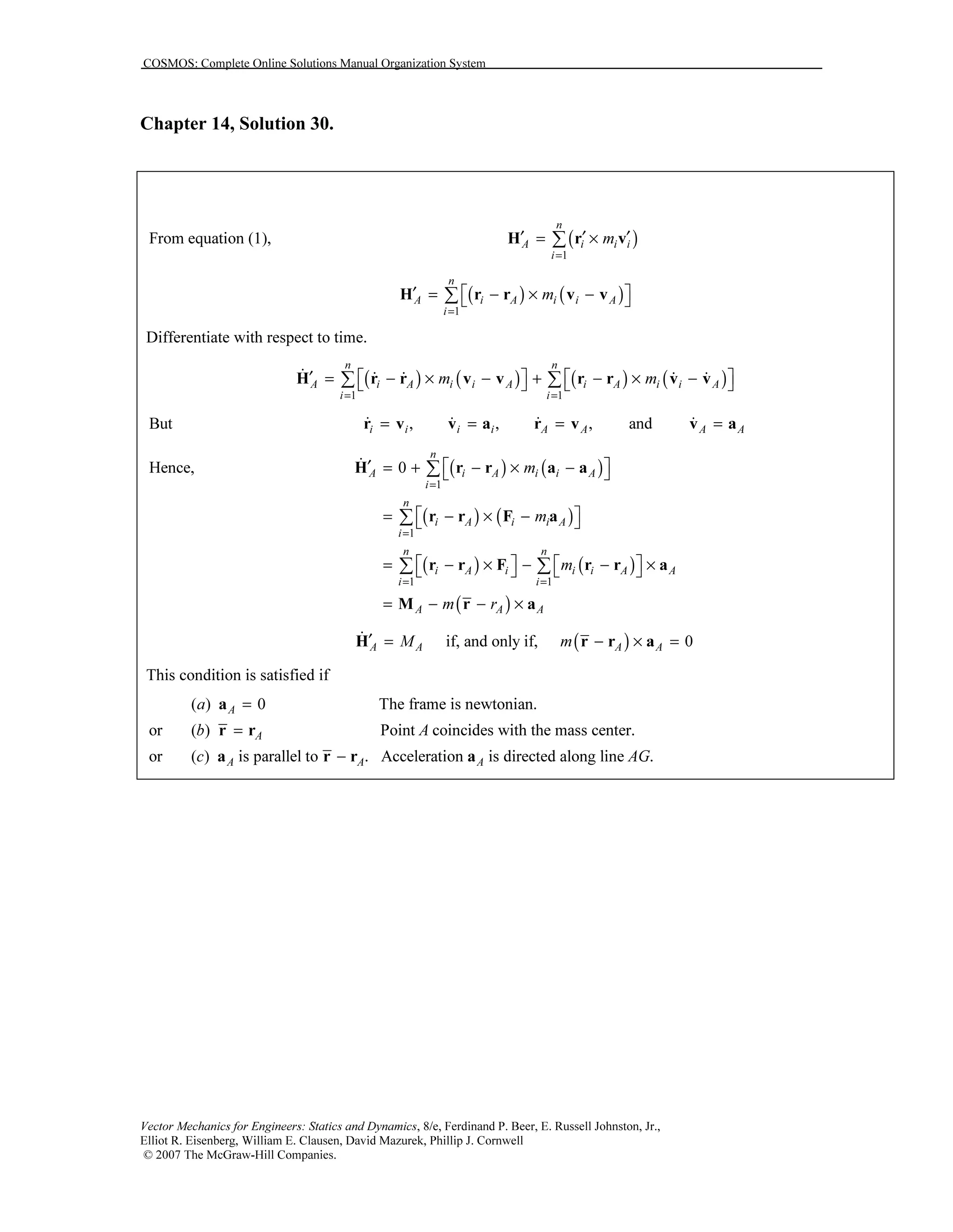 solucionario mecanica vectorial para ingenieros - beer & johnston (dinamica) 7ma edicion Cap 14 ...