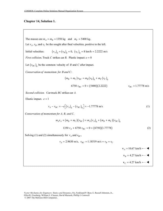 solucionario mecanica vectorial para ingenieros - beer & johnston (dinamica) 7ma edicion Cap 14 ...