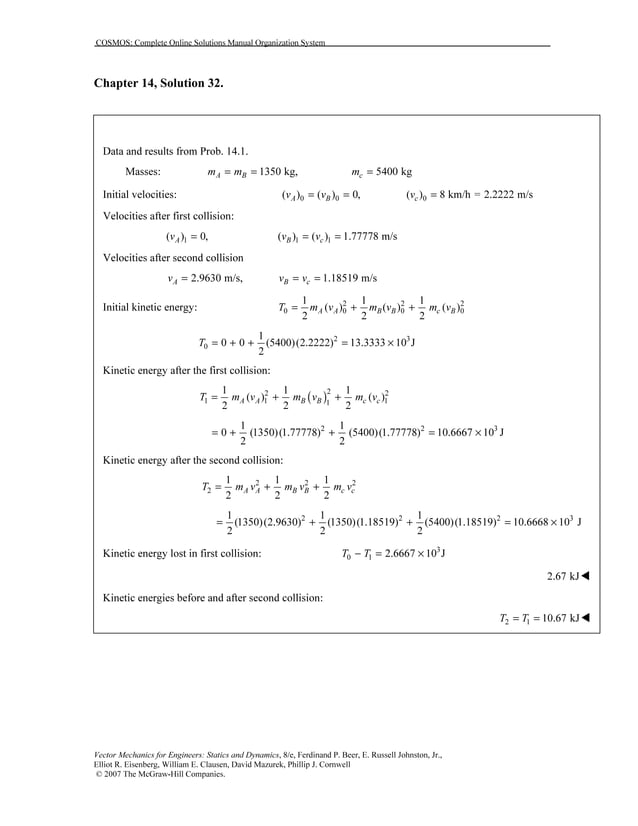 solucionario mecanica vectorial para ingenieros - beer & johnston (dinamica) 7ma edicion Cap 14 ...
