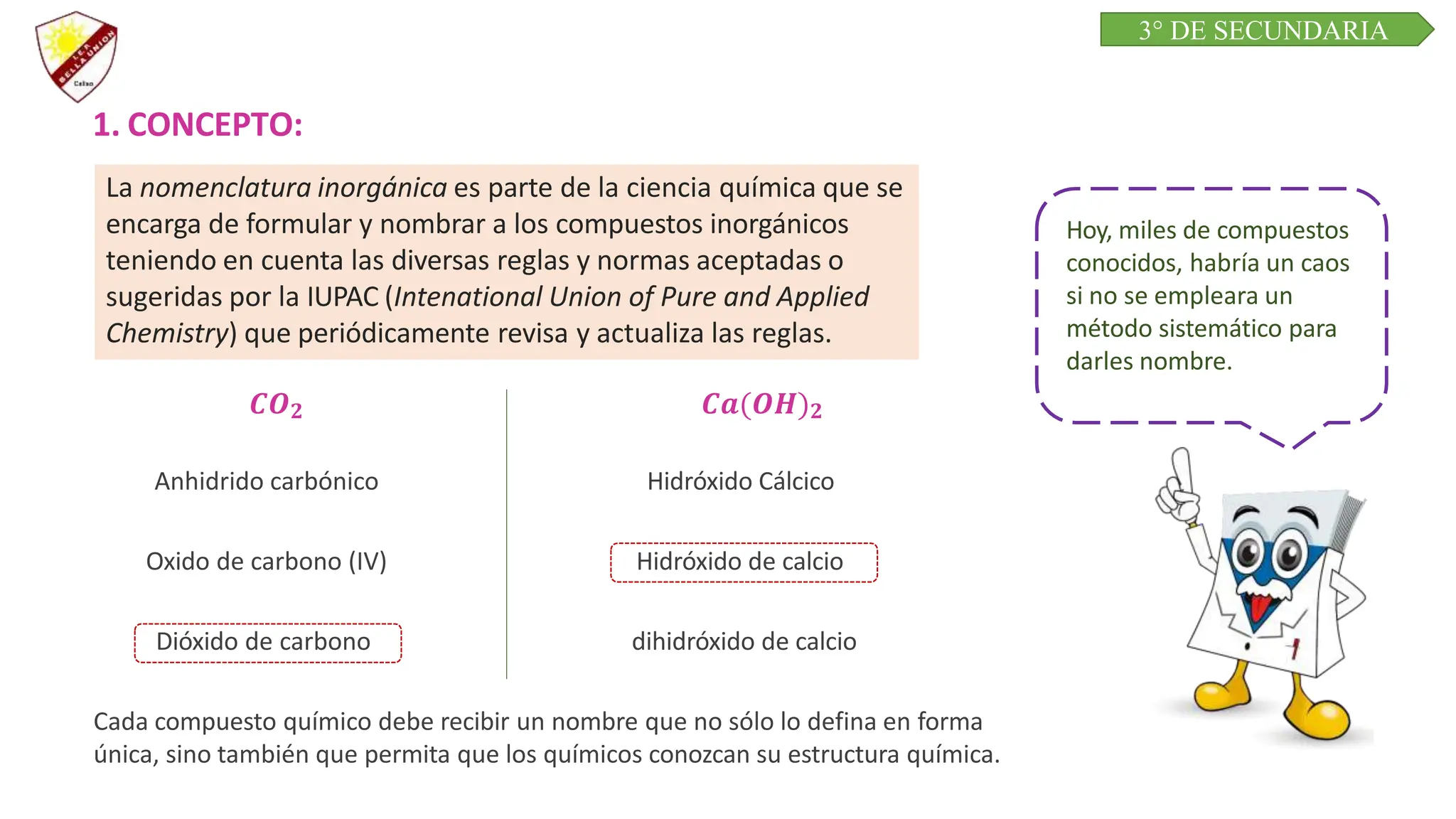 NOMENCLATURA INORGÁNICA QUÍMICA GENERAL SECUNDARÍA | PPTX