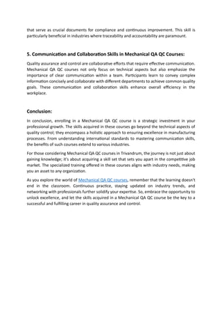 Unlocking Excellence: Mastering Mechanical QA QC Courses for Success | PDF