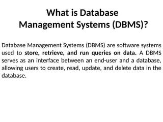 Basic of Database Management System(DBMS) | PPT