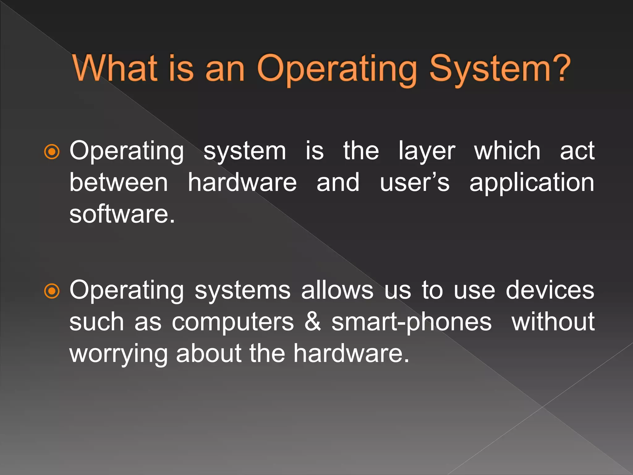 Operating Systems Basic Introduction Ppt