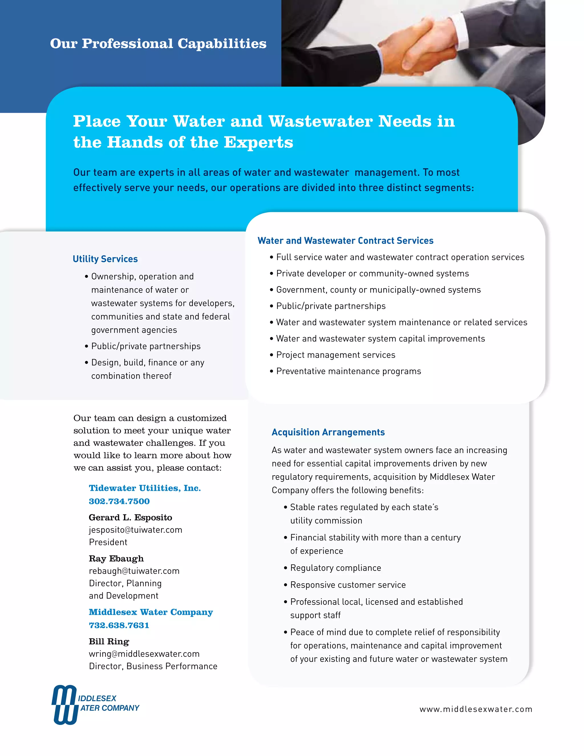 Middlesex Water - Capabilities Brochure | PDF
