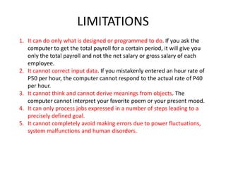Capabilities and limitations of computer | PPTX