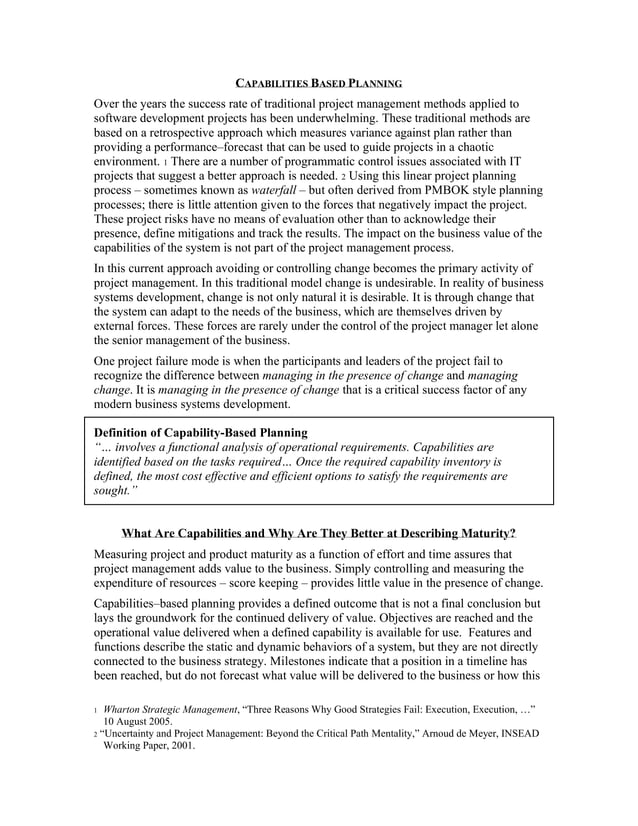 Capabilities based planning essay | PDF