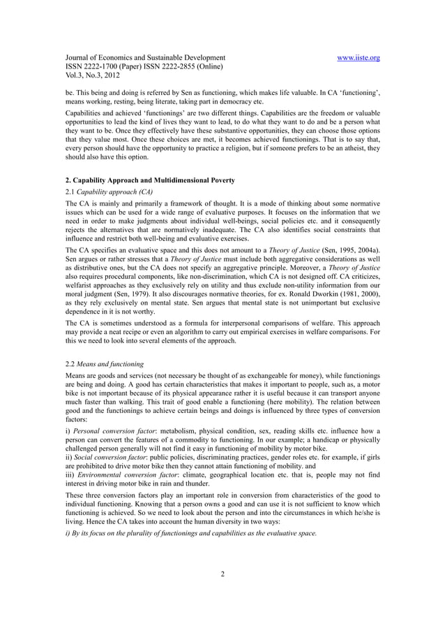 Capability approach and multidimensional poverty analysis | PDF | Free ...