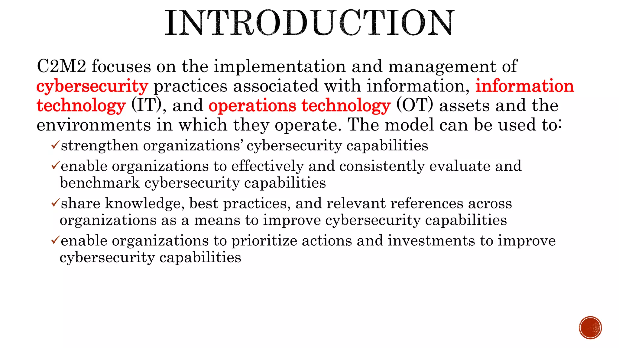 Cybersecurity Capability Maturity Model (C2M2) | PPTX