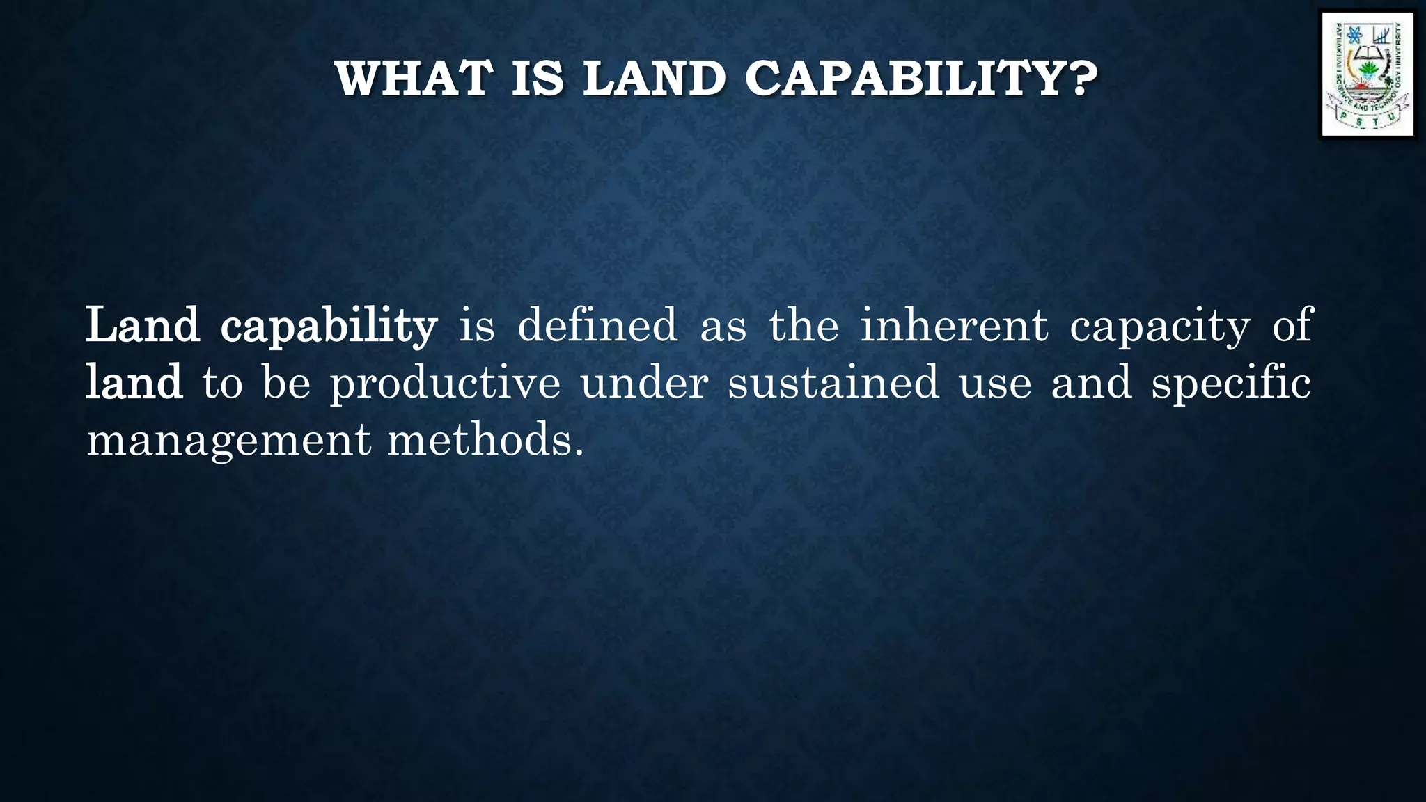 Capability classification of Land | PPTX