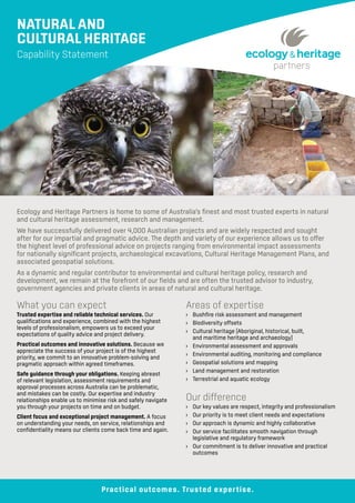 Ecology and Heritage Partners Company Capability Statement | PDF